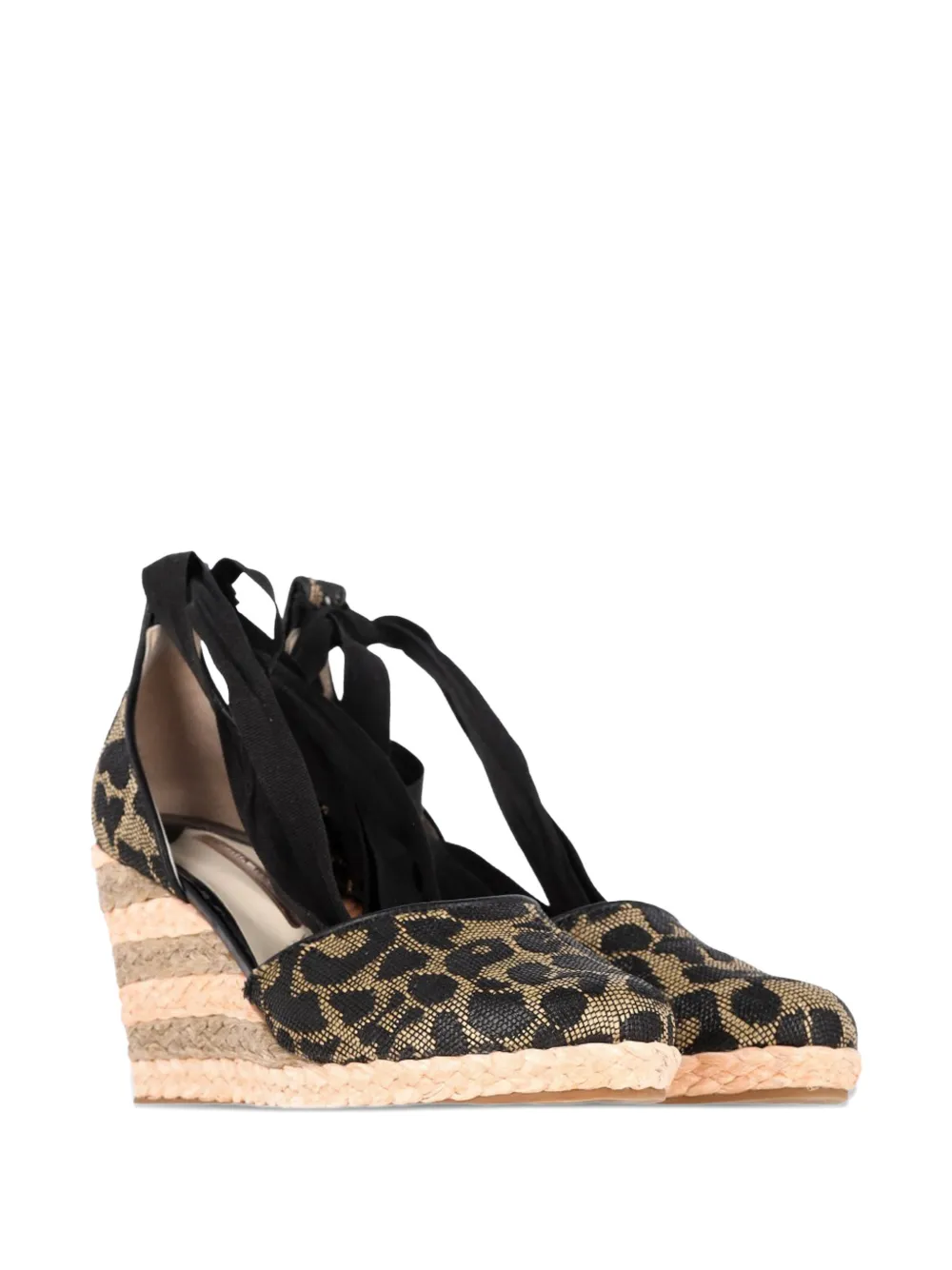 Sophia Webster Printed Wedge Espadrilles | Black | FARFETCH