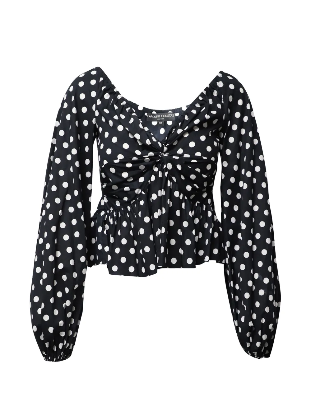 Caroline Constas polka-dot V-neck Top | Black | FARFETCH