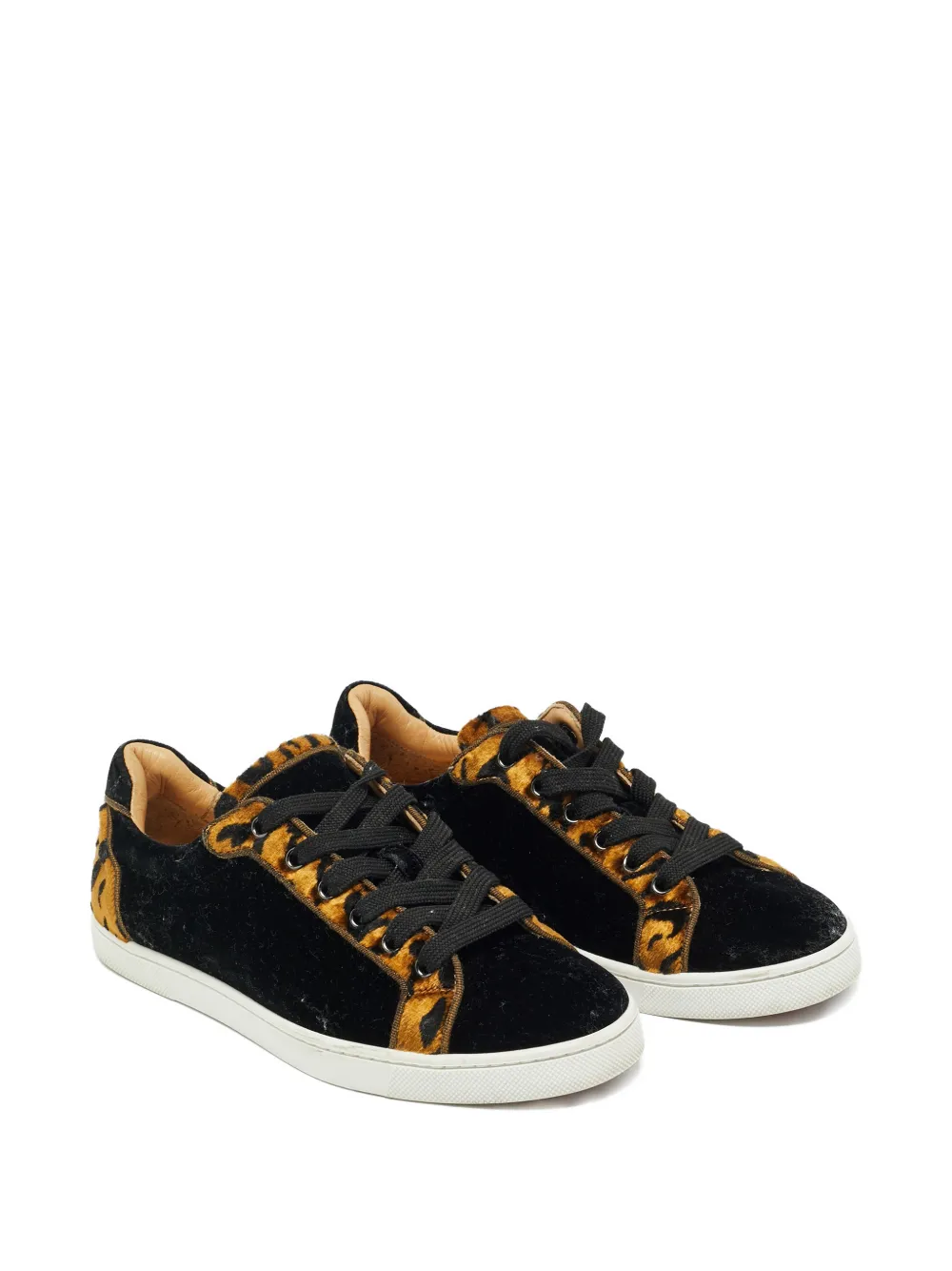 Christian Louboutin Pre-Owned Velvet Leopard Print Sneakers | Black ...