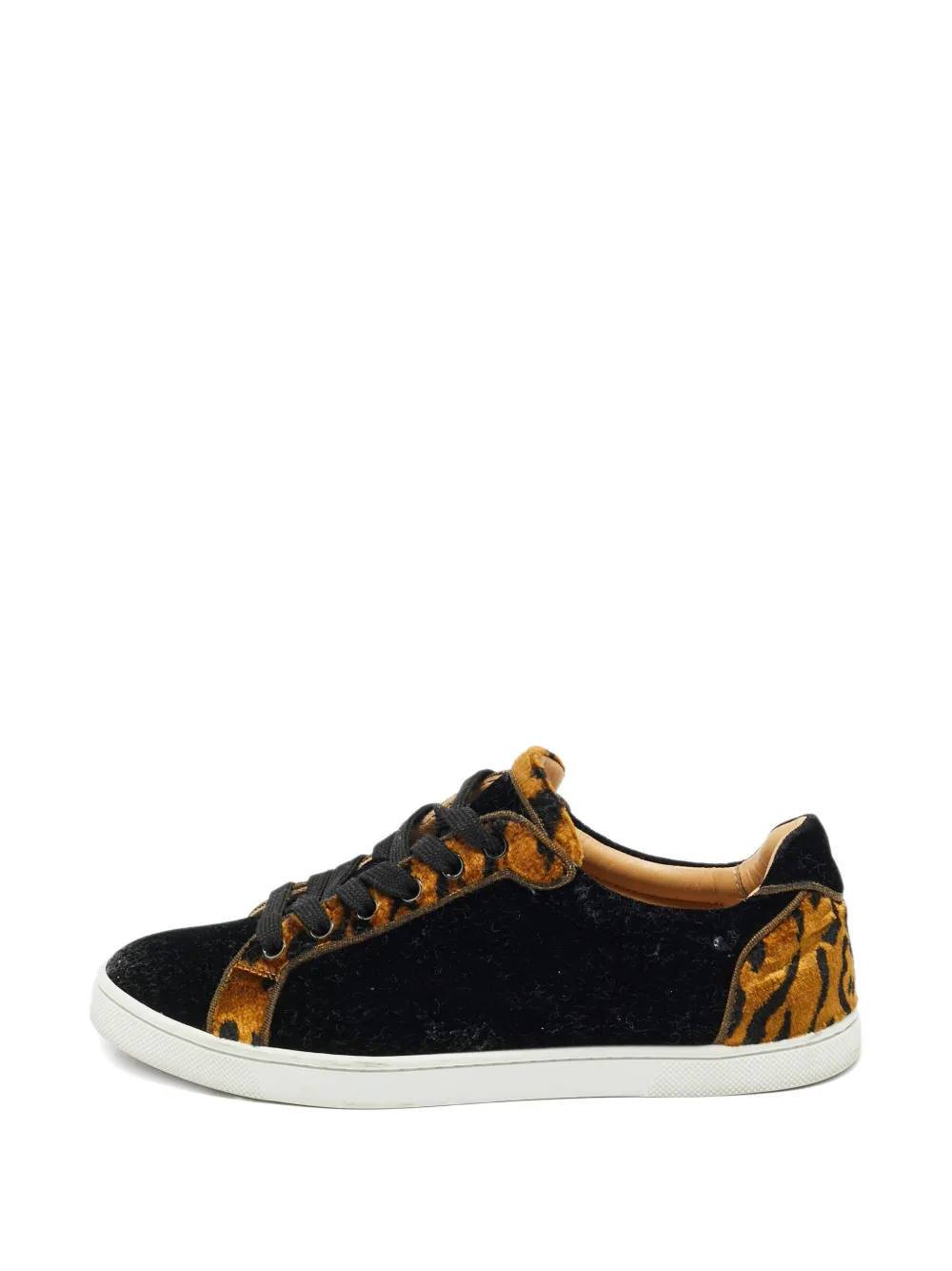 Christian Louboutin Pre-Owned Velvet Leopard Print Sneakers | Black ...