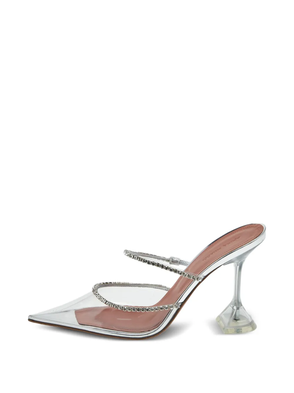 Amina Muaddi Gilda 晶饰凉鞋 | 银色 | FARFETCH CN