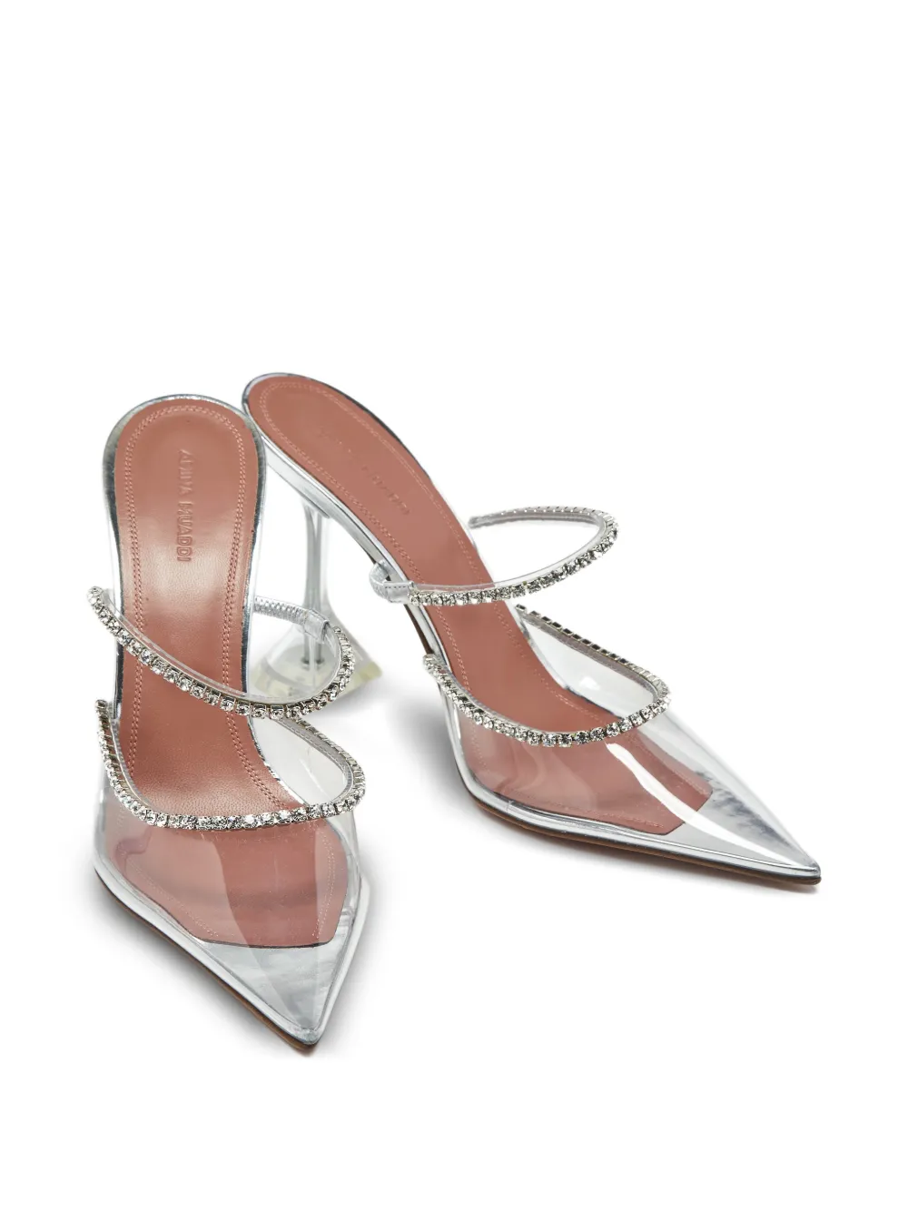 Amina Muaddi Gilda 晶饰凉鞋 | 银色 | FARFETCH CN