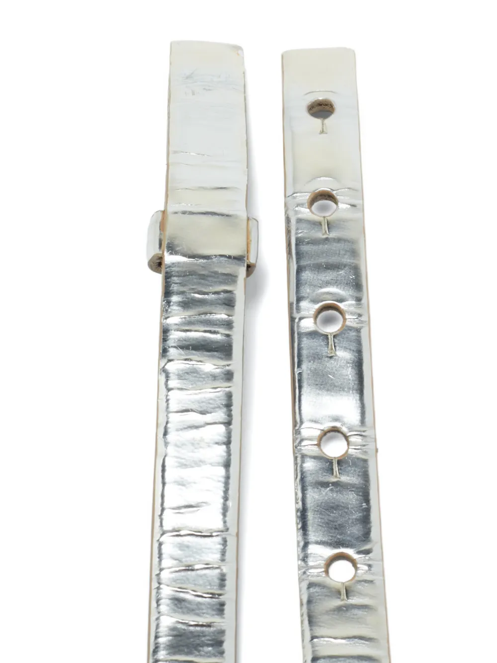 Oscar De La Renta Pre-Owned Leather Crystal Belt | Silver | FARFETCH