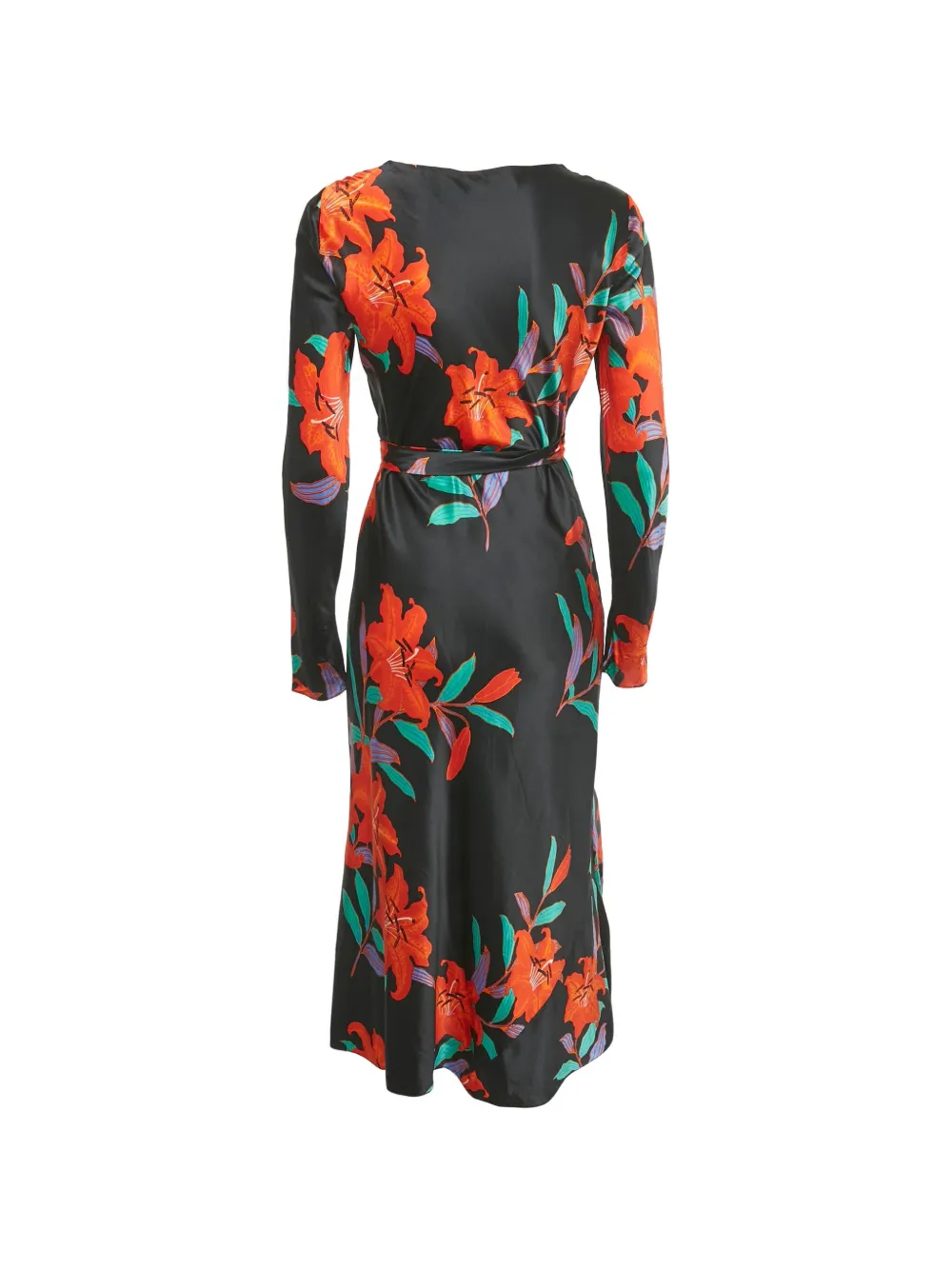 DVF Diane Von Furstenberg Floral Print Silk Dress | Black | FARFETCH