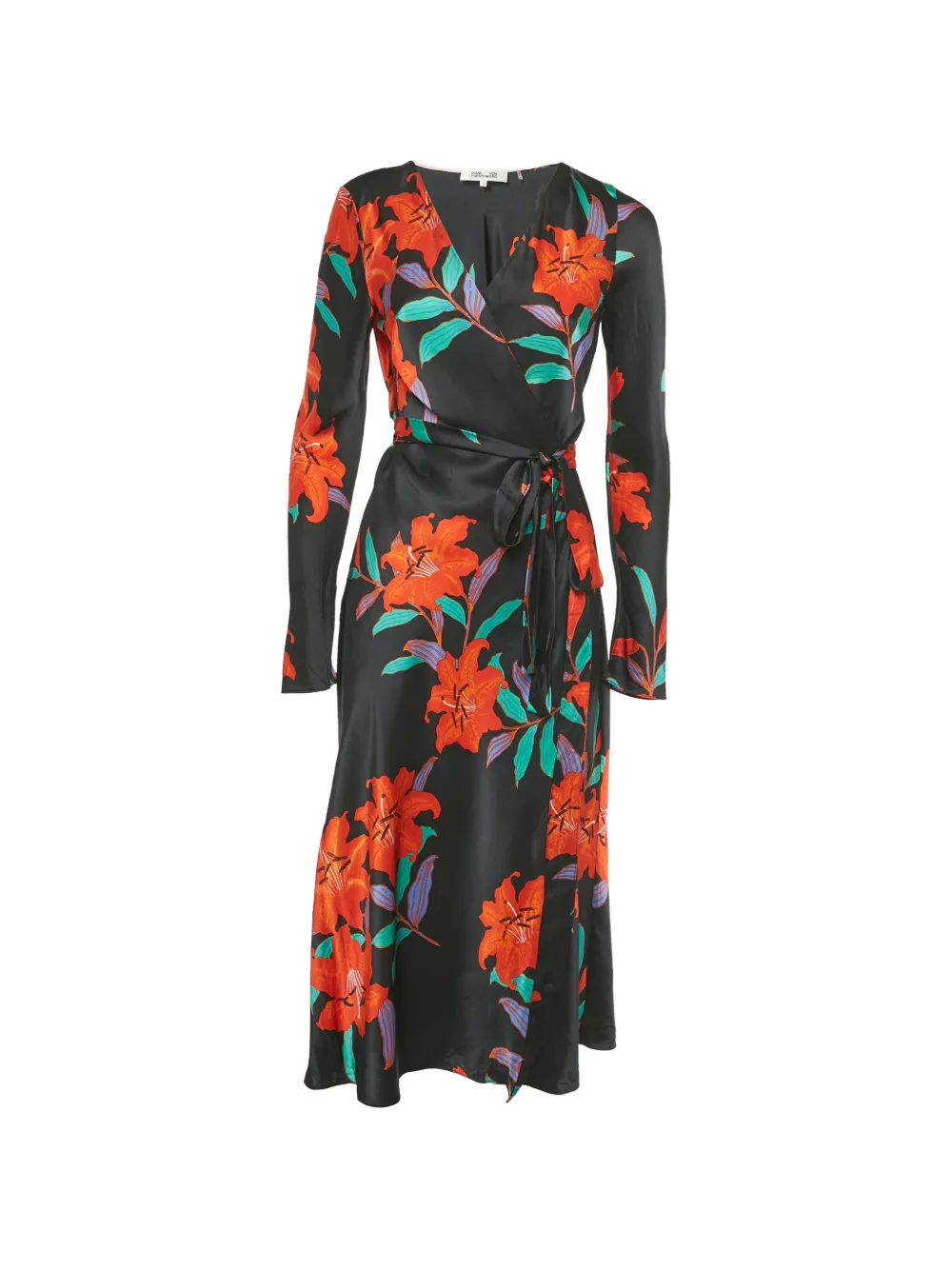 DVF Diane Von Furstenberg Floral Print Silk Dress | Black | FARFETCH