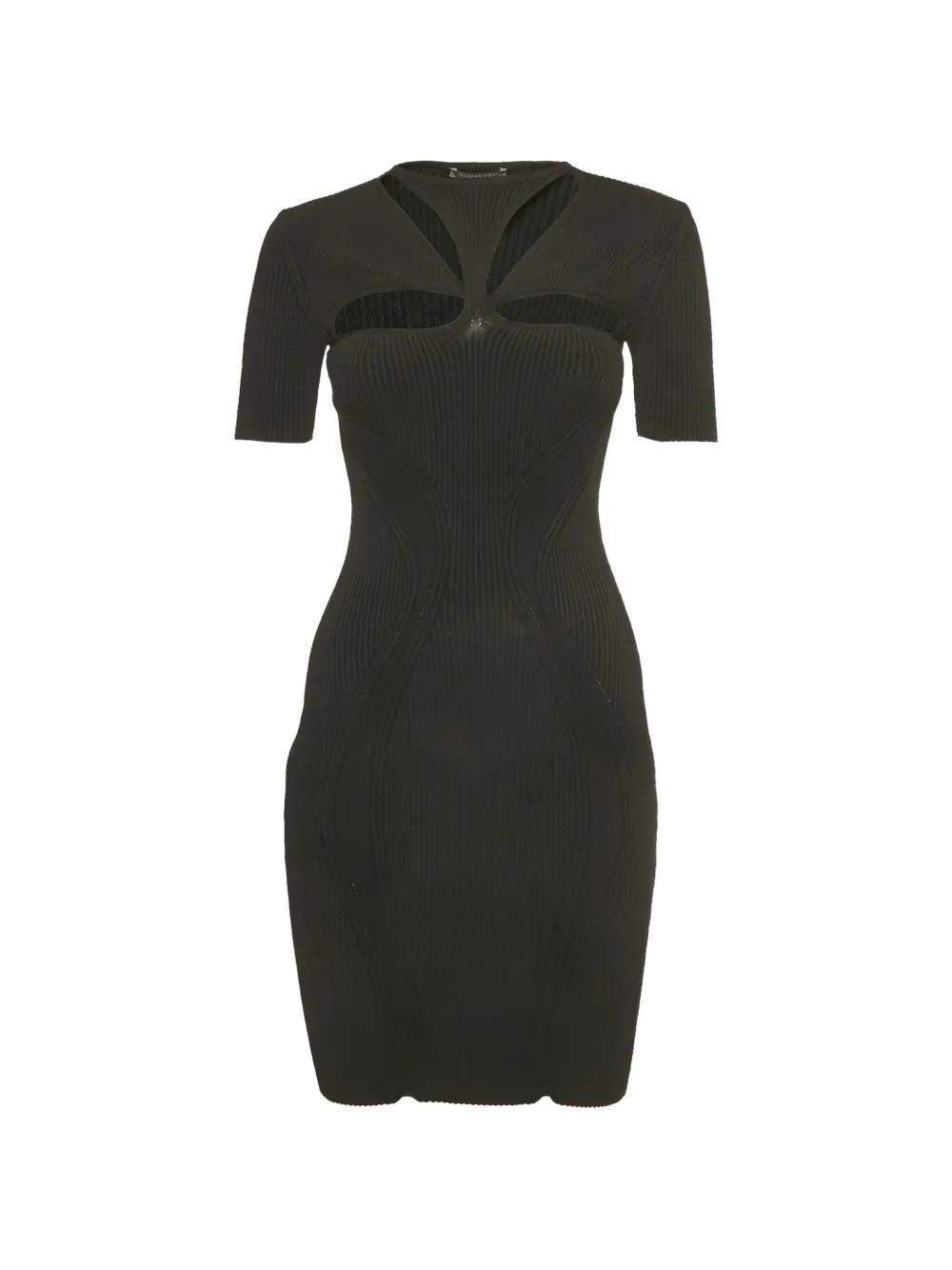 Alexander McQueen Pre-Owned Ribbed cut-out Mini Dress | Black | FARFETCH