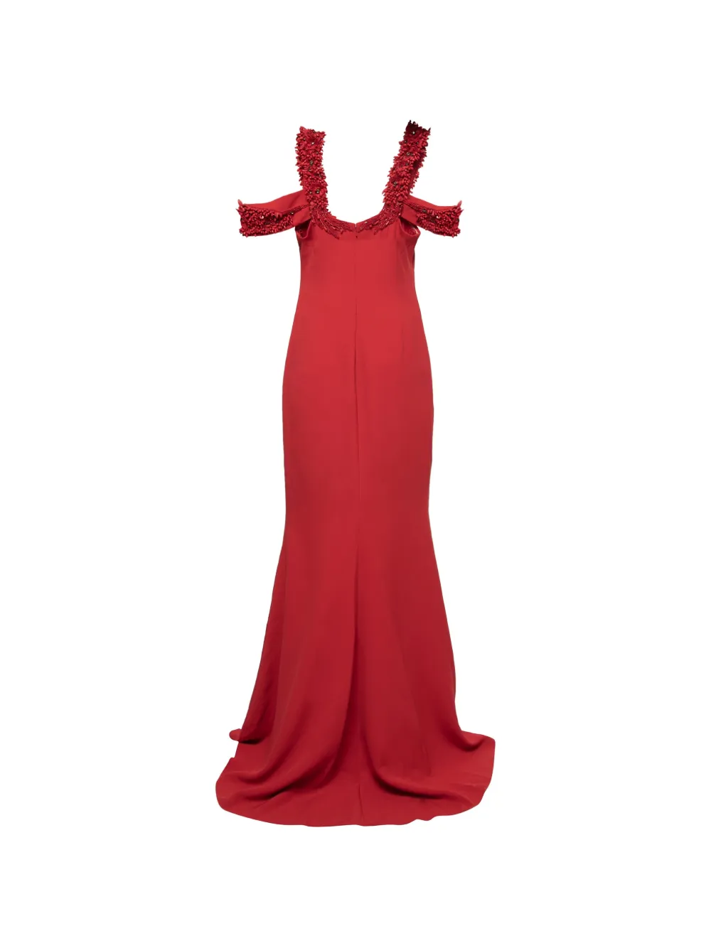 Badgley Mischka embellished-shoulder Dress | Red | FARFETCH