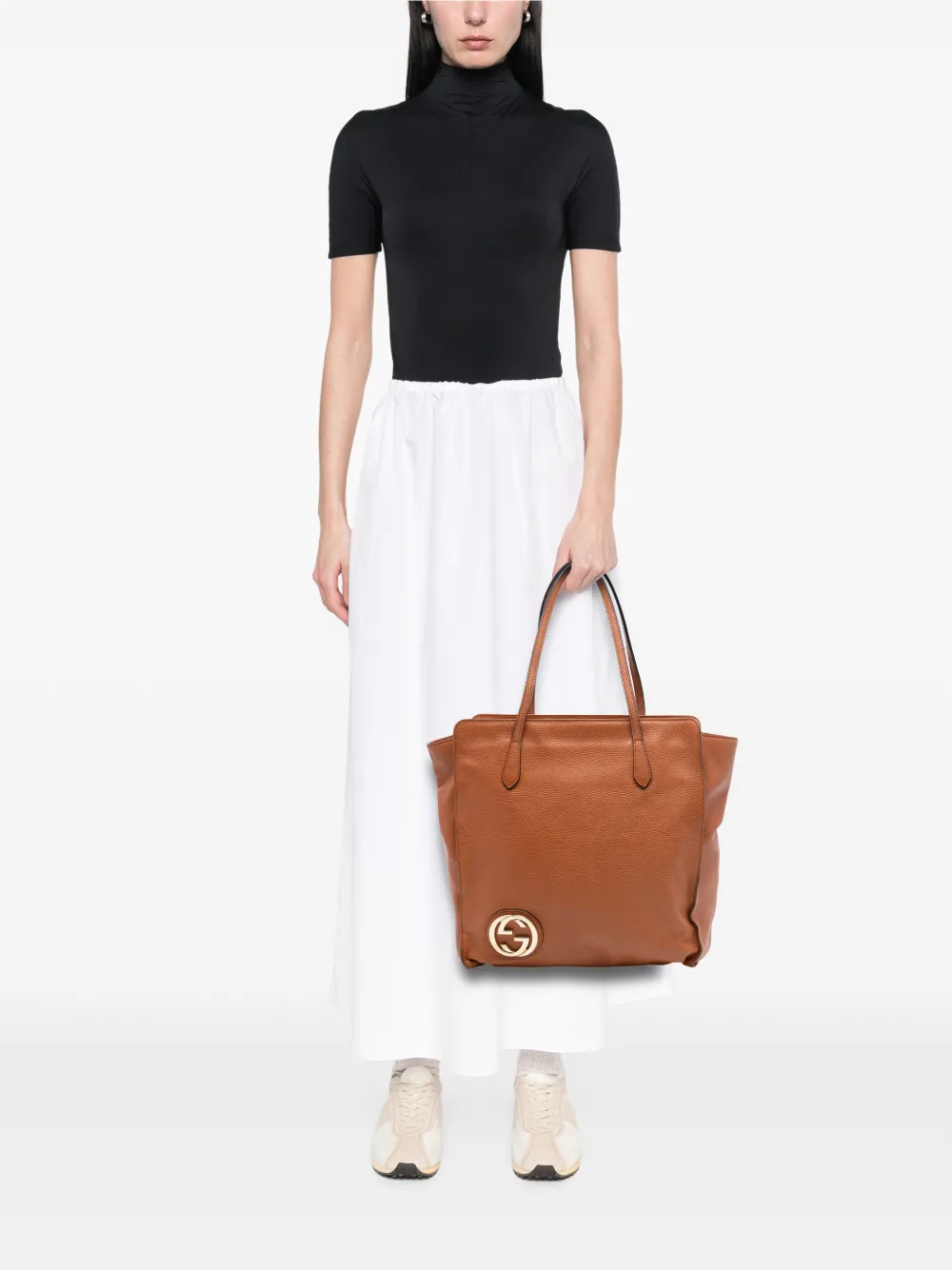 Gucci Pre-Owned 2016-2025 Dollar Calf Interlocking G Tote Bag | Brown ...