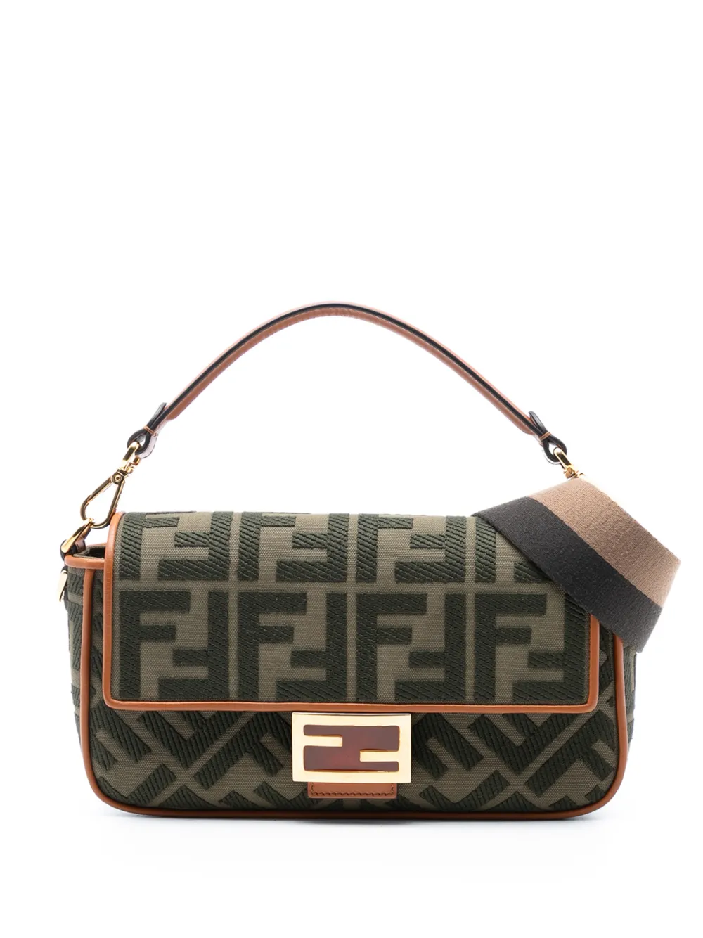 Fendi Pre-Owned 2010-2025 Zucca Embroidered Canvas Baguette Satchel ...