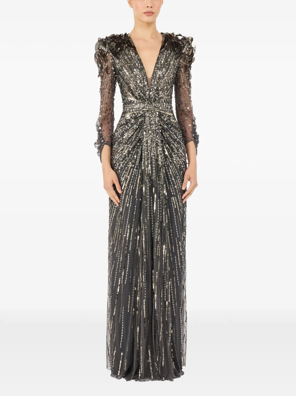 Jenny Packham Xenia sequin-embellished Maxi Dress | Black | FARFETCH