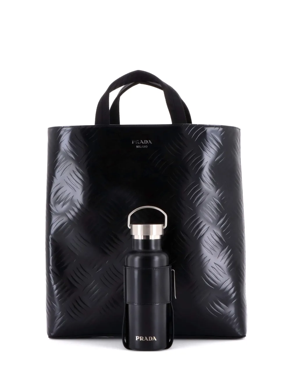 Prada Pre-Owned Vertical Shopper Diamond Embossed Spazzolato Leather ...