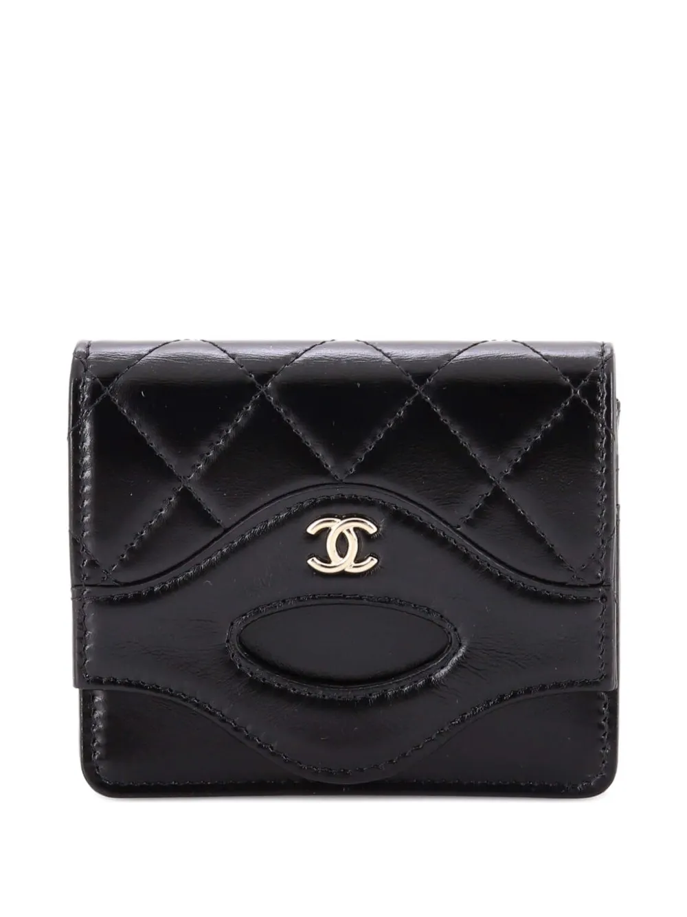 CHANEL Pre-Owned 31 Wallet Quilted Shiny Calfskin Small Wallets | Black ...