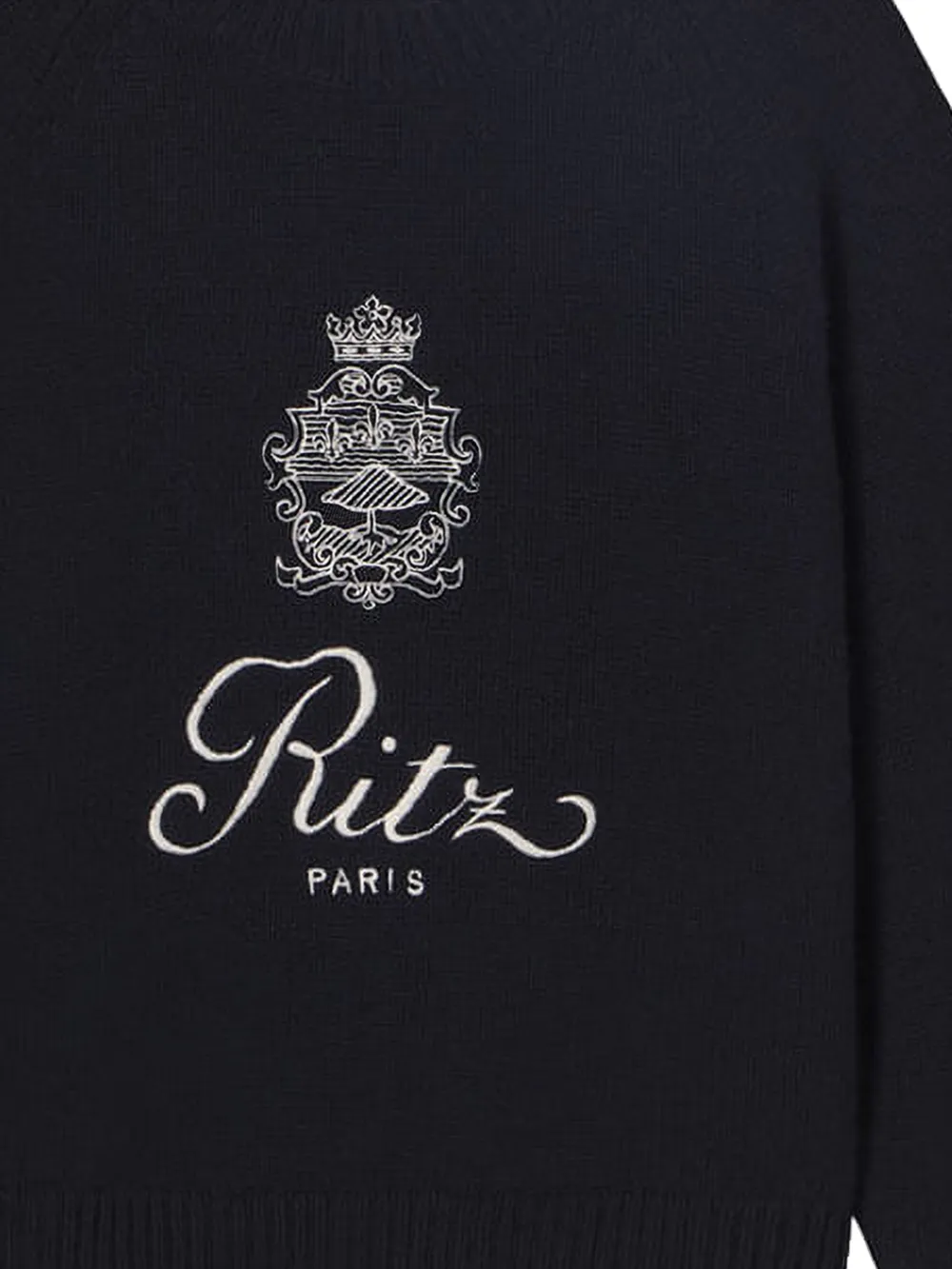 FRAME x Ritz Paris crest-embroidered Sweater | Blue | FARFETCH