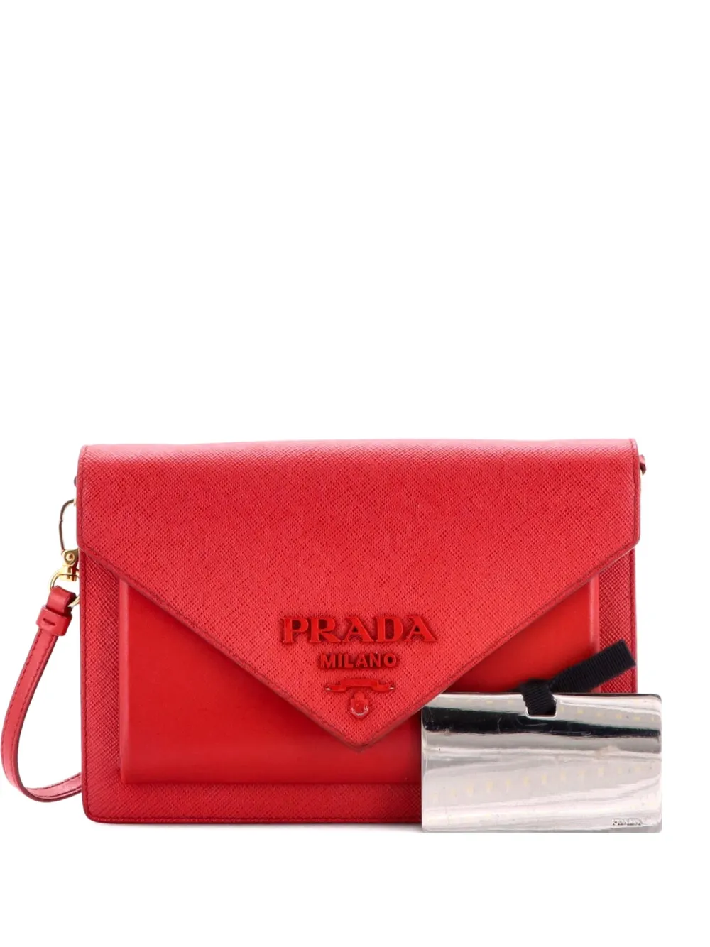 Prada Pre-Owned Monochrome Envelope Saffiano With City Calf Mini ...