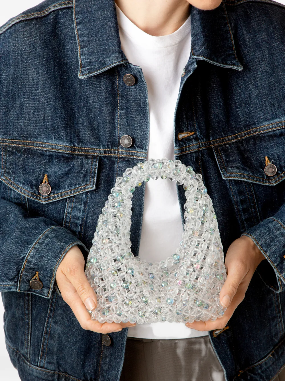 0711 Medium Jodie Beaded Clutch Bag | White | FARFETCH