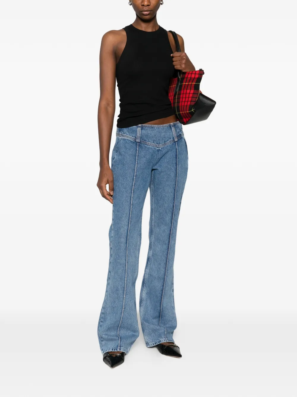 MOTHER SNACKS! The Pin Up Takeout Heel seam-detail Jeans | Blue ...