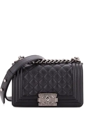 CHANEL Pre-Owned Boy Flap Bag Quilted Caviar Small Crossbody Bag ...