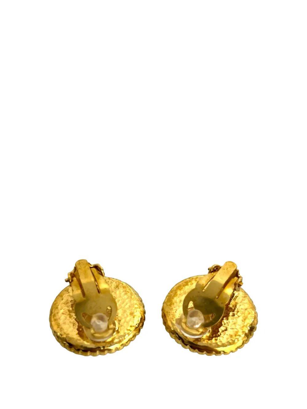 CHANEL Pre-Owned 1996 CC Gold Plated Button Clip On Earrings Costume ...