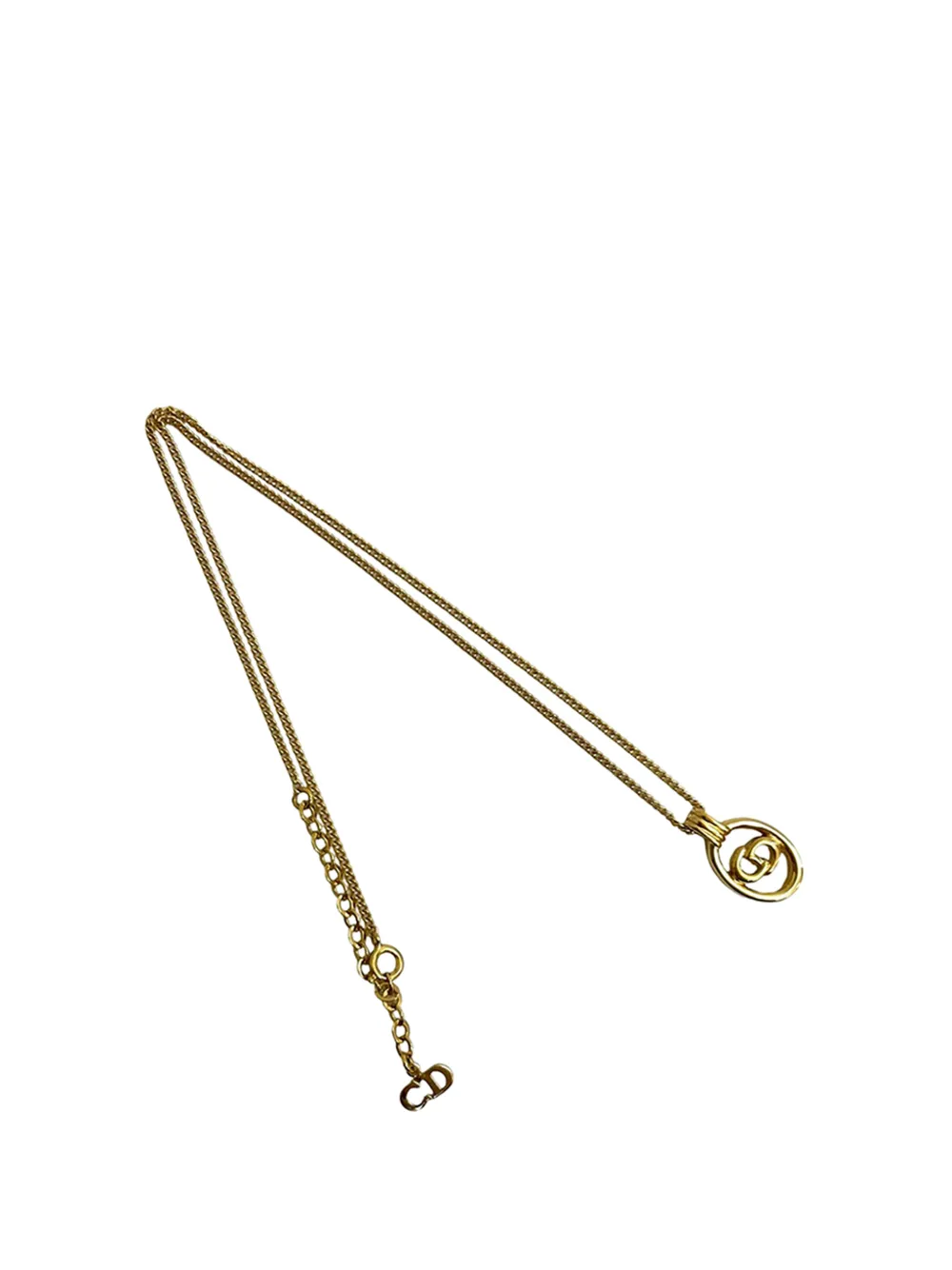 Christian Dior Pre-Owned 1990-2010 Gold Plated CD Logo Pendant Necklace ...