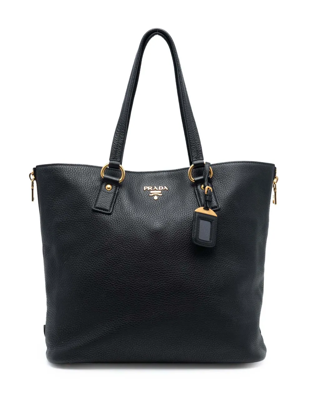 Prada Pre-Owned 2000-2025 Vitello Daino Side Zip Tote Bag | Black ...