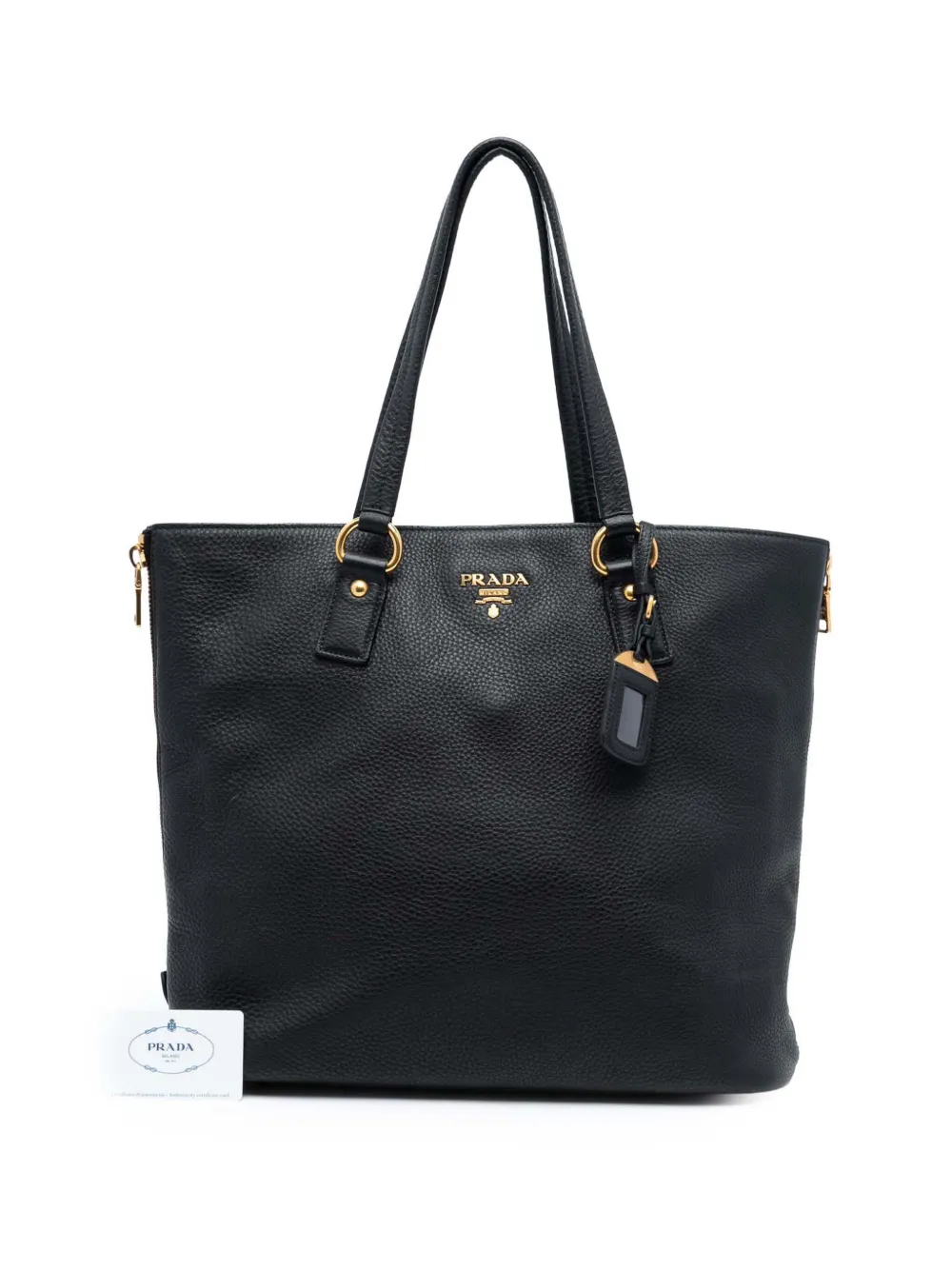 Prada Pre-Owned 2000-2025 Vitello Daino Side Zip Tote Bag | Black ...