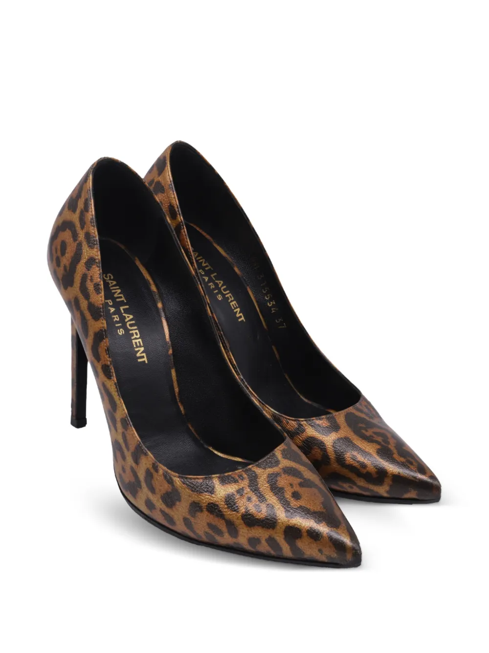 Saint Laurent Pre-Owned 105mm leopard-print pointed-toe Pumps | Brown ...