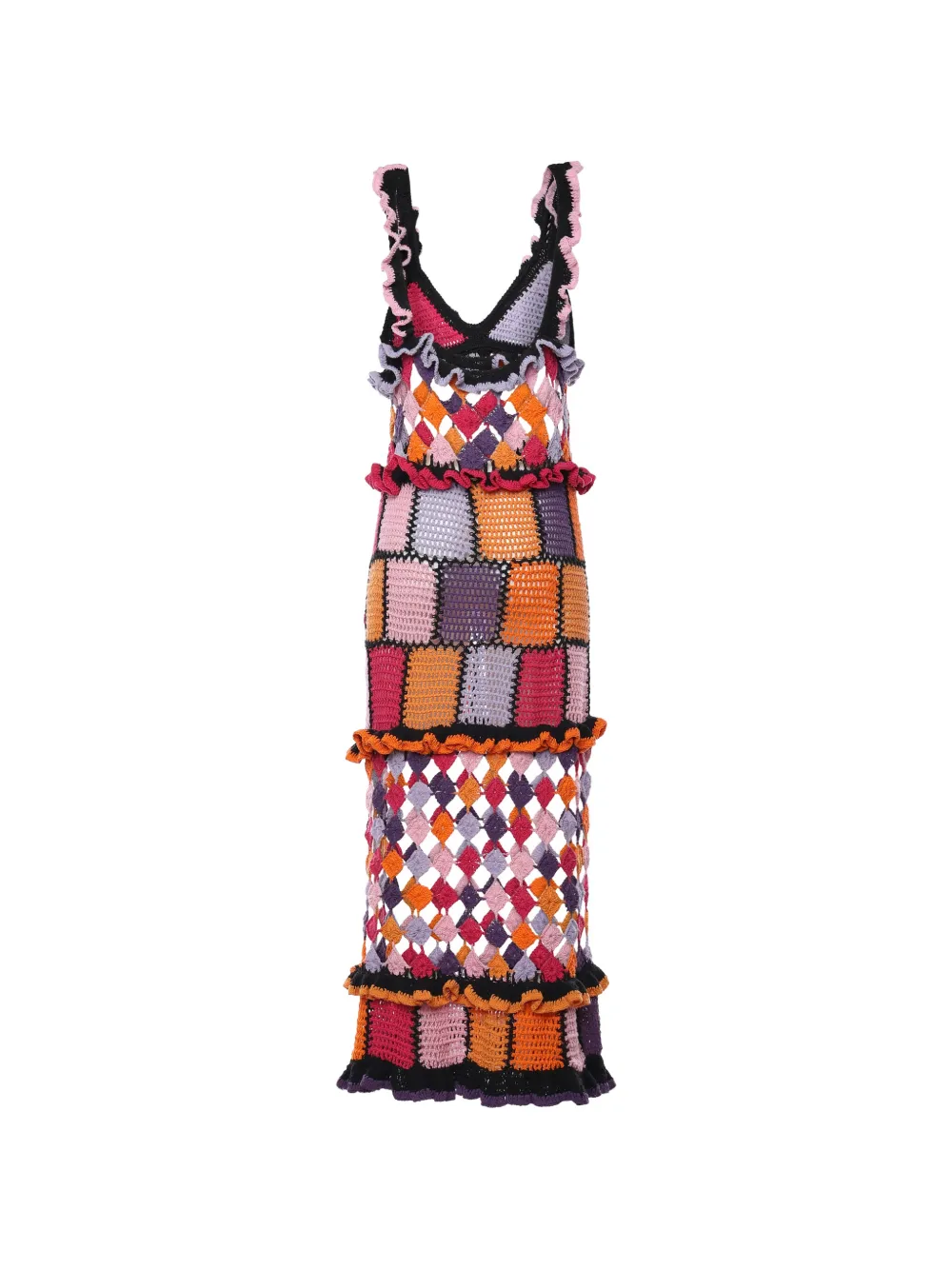 Celia B Saturn Crochet gathered-trim Midi Dress | Purple | FARFETCH