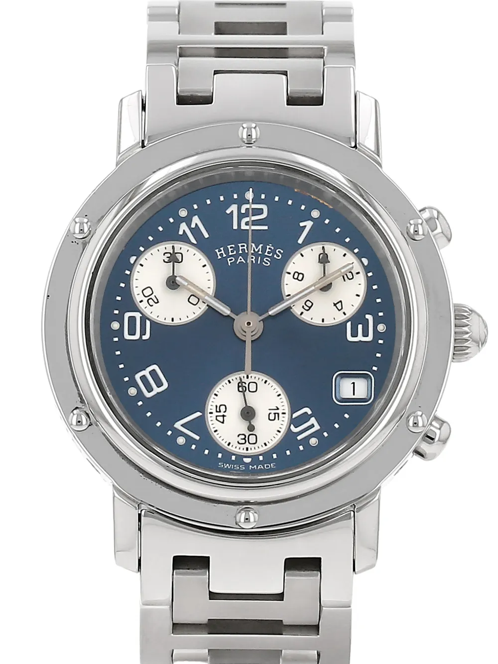 Hermès Pre-Owned 2000s Clipper Chrono 38mm Watch | Blue | FARFETCH UK