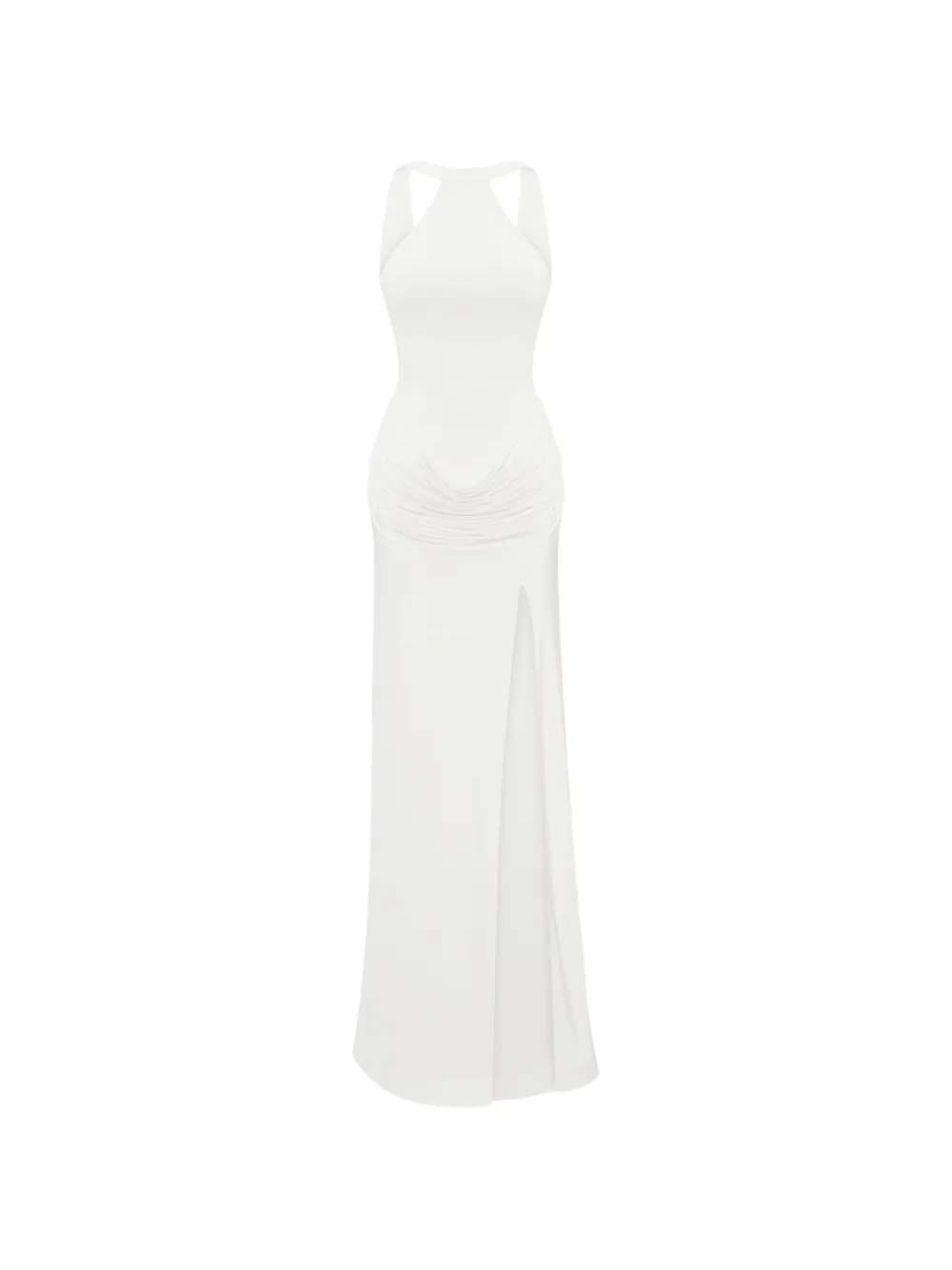 OCCLEUS Merelyn draped-design slit-detail Maxi Dress | Neutrals ...