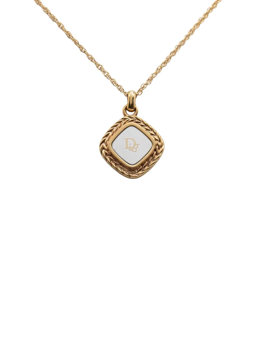 Christian Dior Pre-Owned 镀金珐琅logo吊饰项链（1900年代典藏款） | 金色 | FARFETCH CN