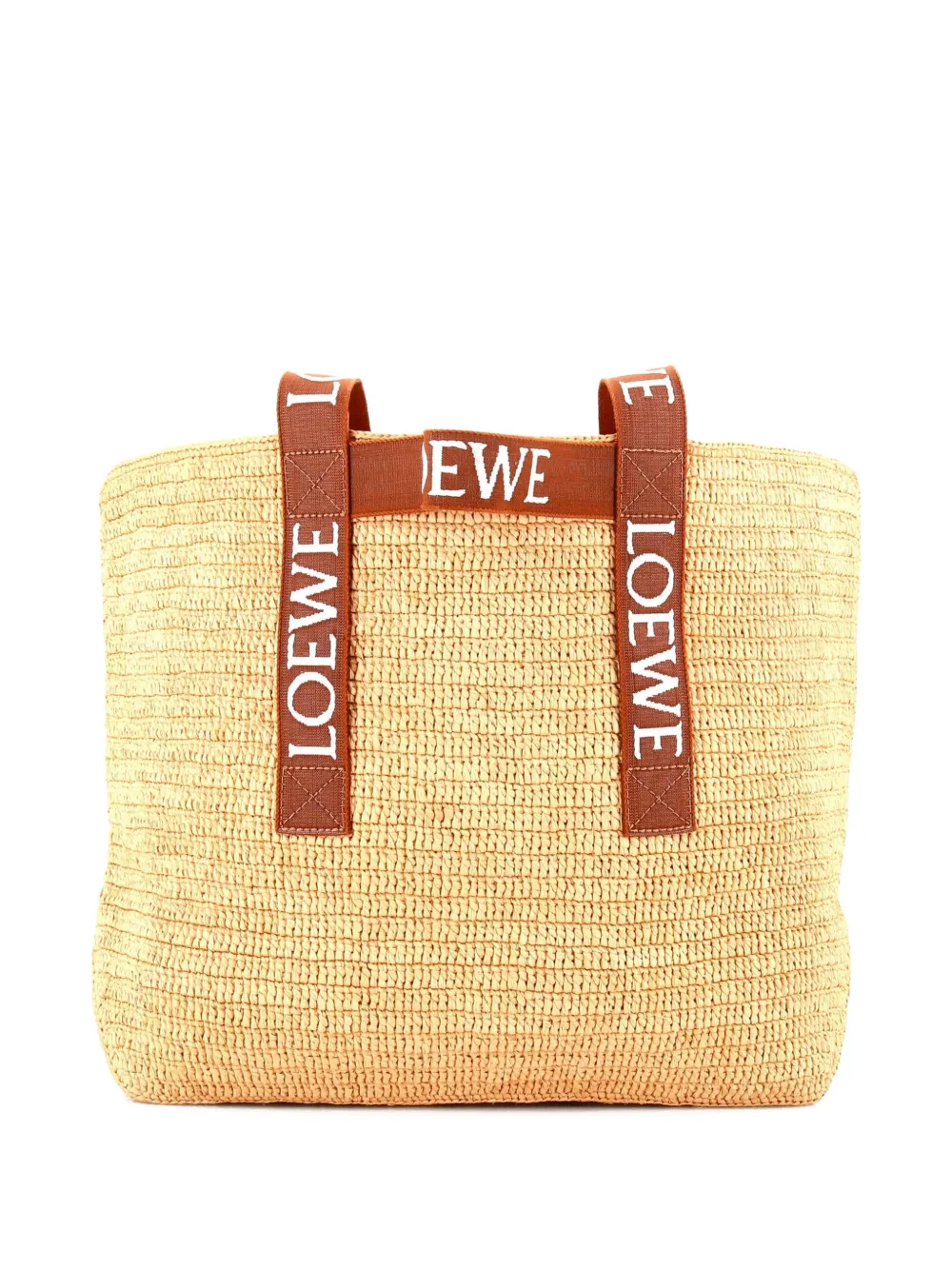Loewe Pre-Owned Fold Logo Strap Raffia Large Tote Bag | 中性色 | FARFETCH CN