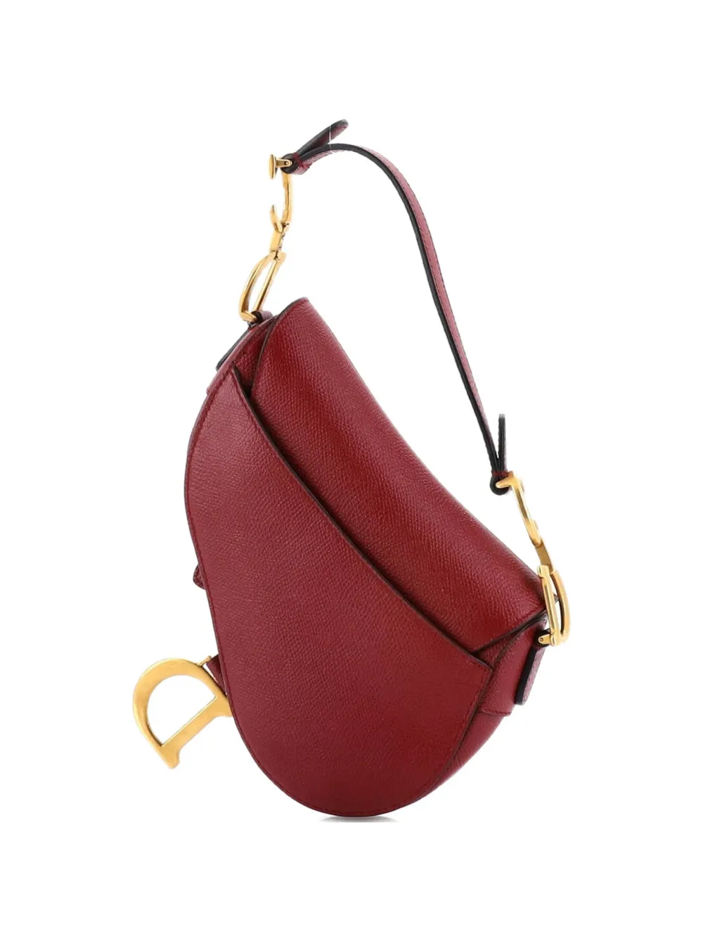 Christian Dior Pre-Owned Saddle Handbag Leather Mini Shoulder Bag | Red ...