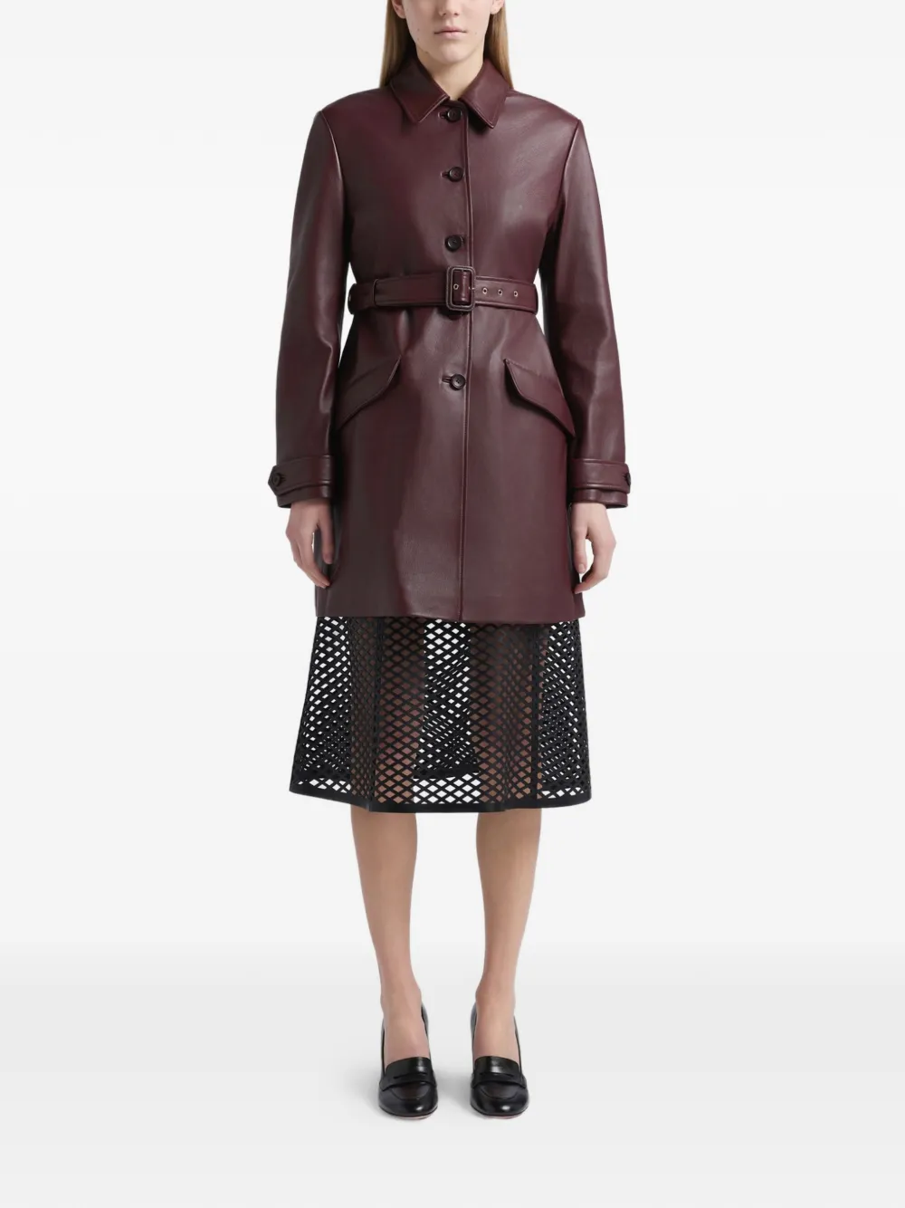 Bally Belted Leather Coat | Red | FARFETCH