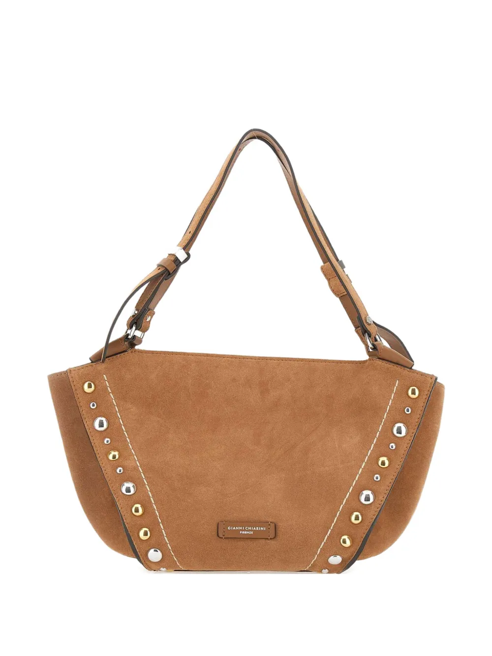 GIANNI CHIARINI Bloom Studs Decorative Stitching Tote Bag | Brown ...