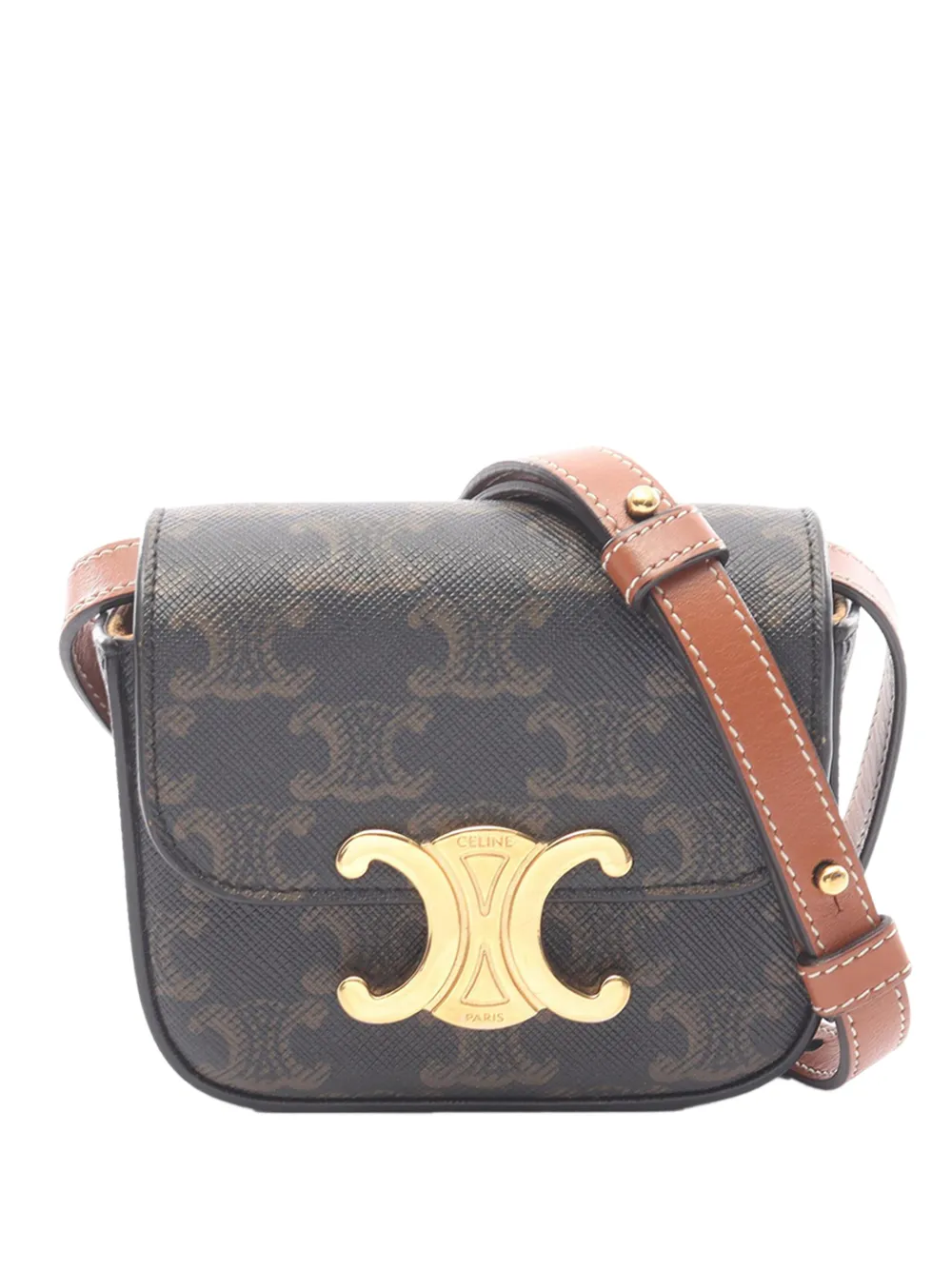 Celine Pre-Owned 2022 Mini Triomphe Canvas Claude Crossbody Bag | Black ...