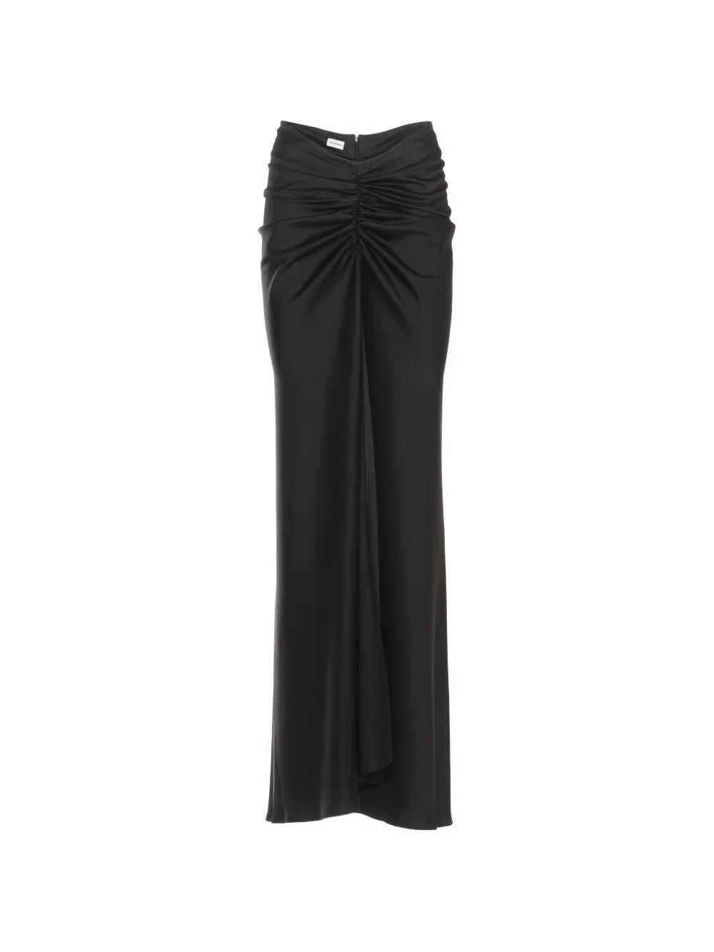 THE ANDAMANE Iris Ruched satin-finish Maxi Skirt | Black | FARFETCH