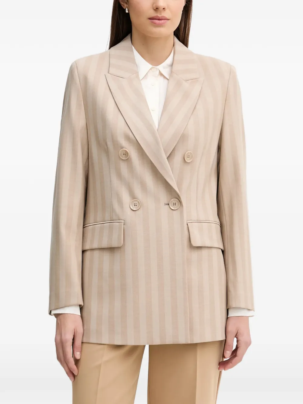 Sisley Striped double-breasted Blazer | Neutrals | FARFETCH UK