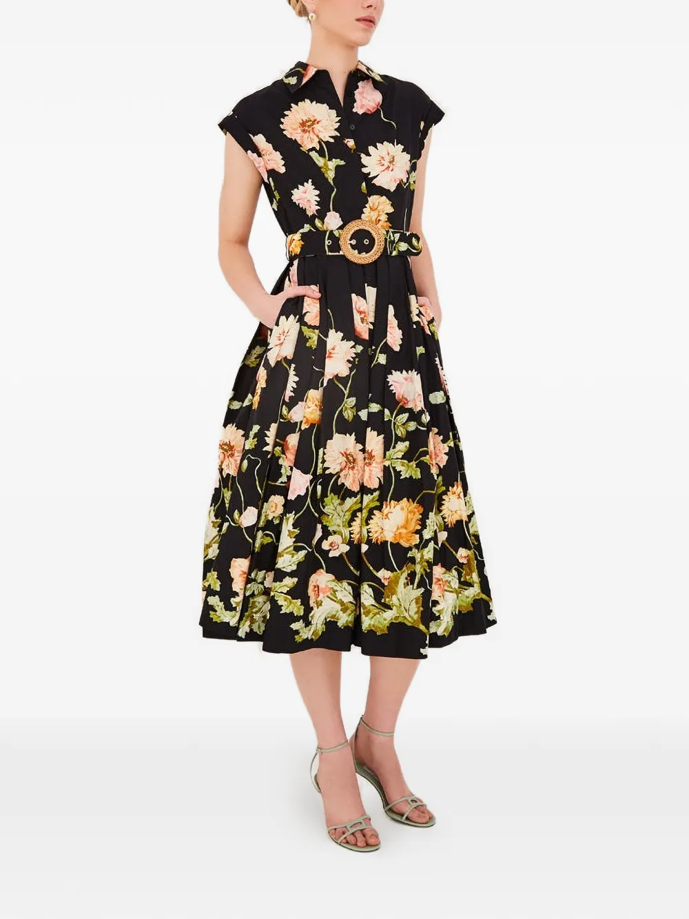 Cara Cara Octavia Belted floral-print Kidi Dress | Black | FARFETCH