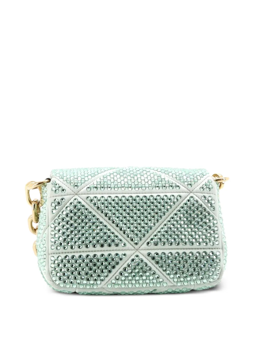 Prada Pre-Owned Triangle Chain Flap Bag Crystal Embellished Quilted ...
