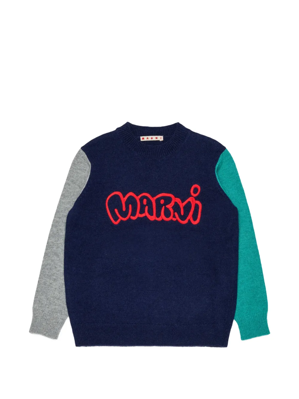 Marni Kids logo-embroidered colour-block Sweater | Blue | FARFETCH