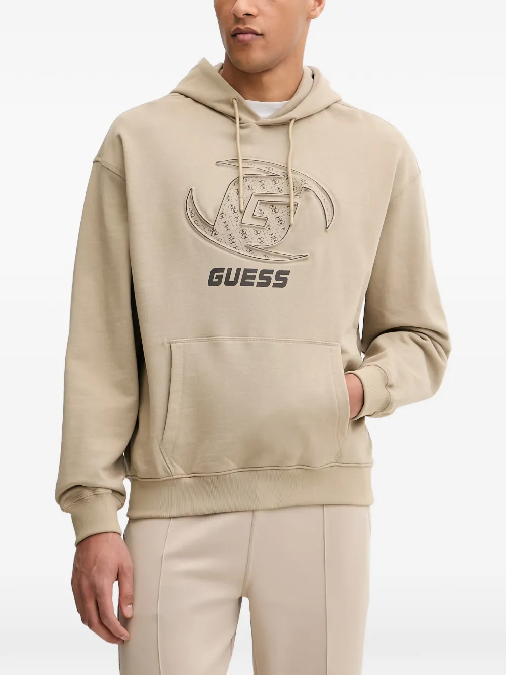 GUESS USA logo-print pouch-pocket Hoodie | Neutrals | FARFETCH