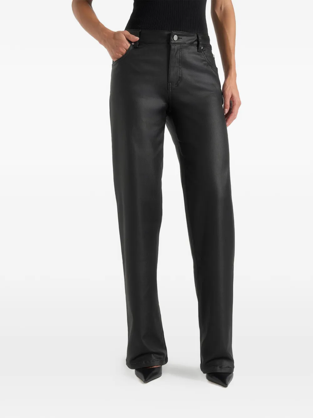 Manière De Voir Florence In Black wax-effect Jeans | Black | FARFETCH
