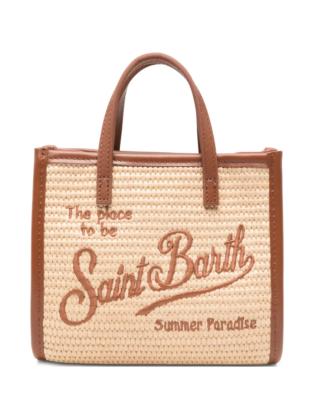 MC2 Saint Barth Mini Vivian logo-embroidered Straw Tote Bag | Brown ...