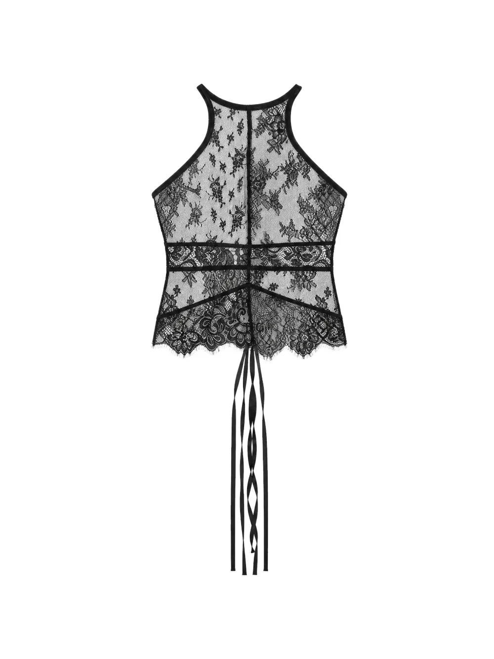 Emergency Room lace-overlay tie-fastening Top | Black | FARFETCH