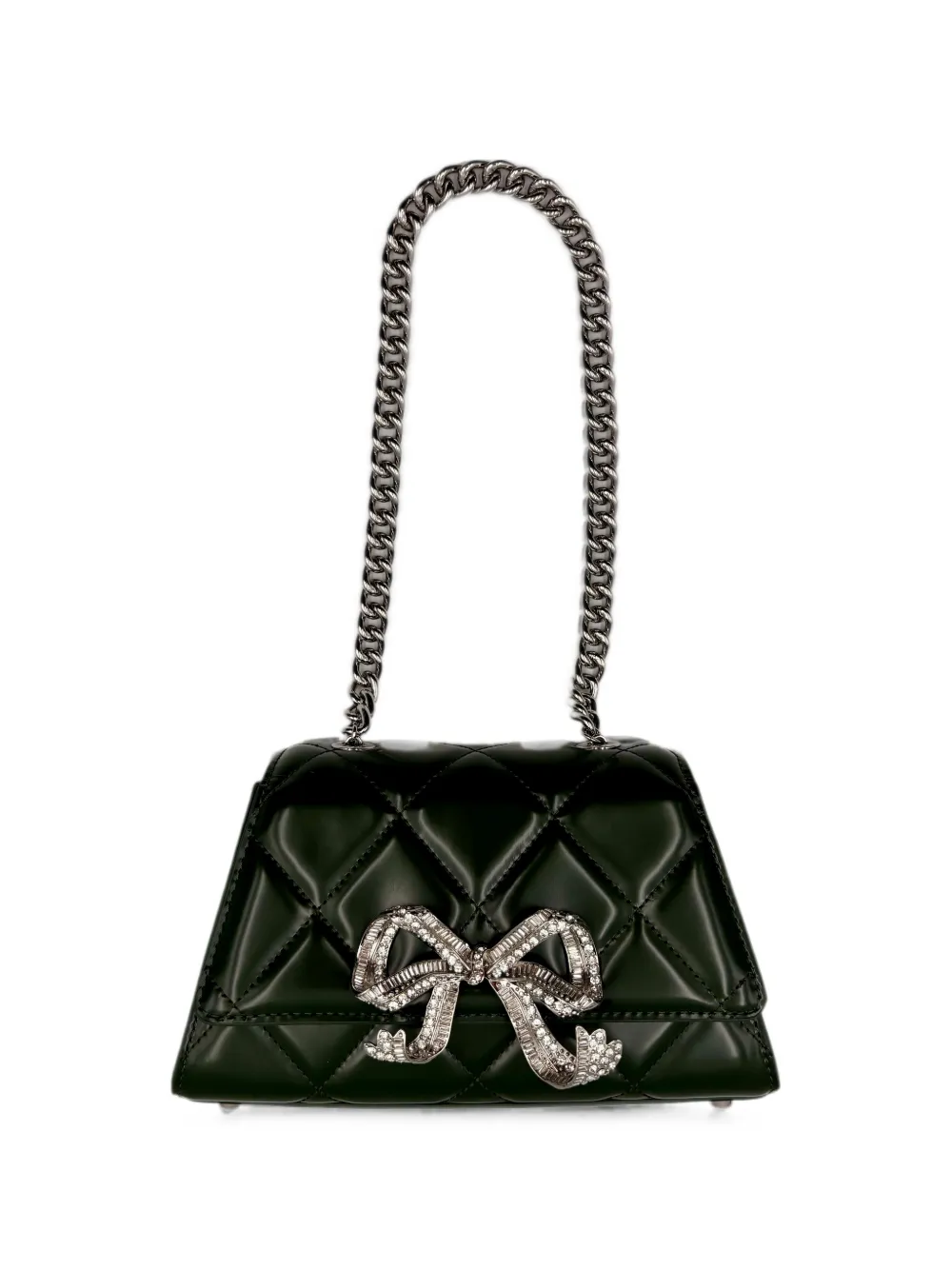 Self-Portrait Quilted crystal-bow Mini Bag | Green | FARFETCH
