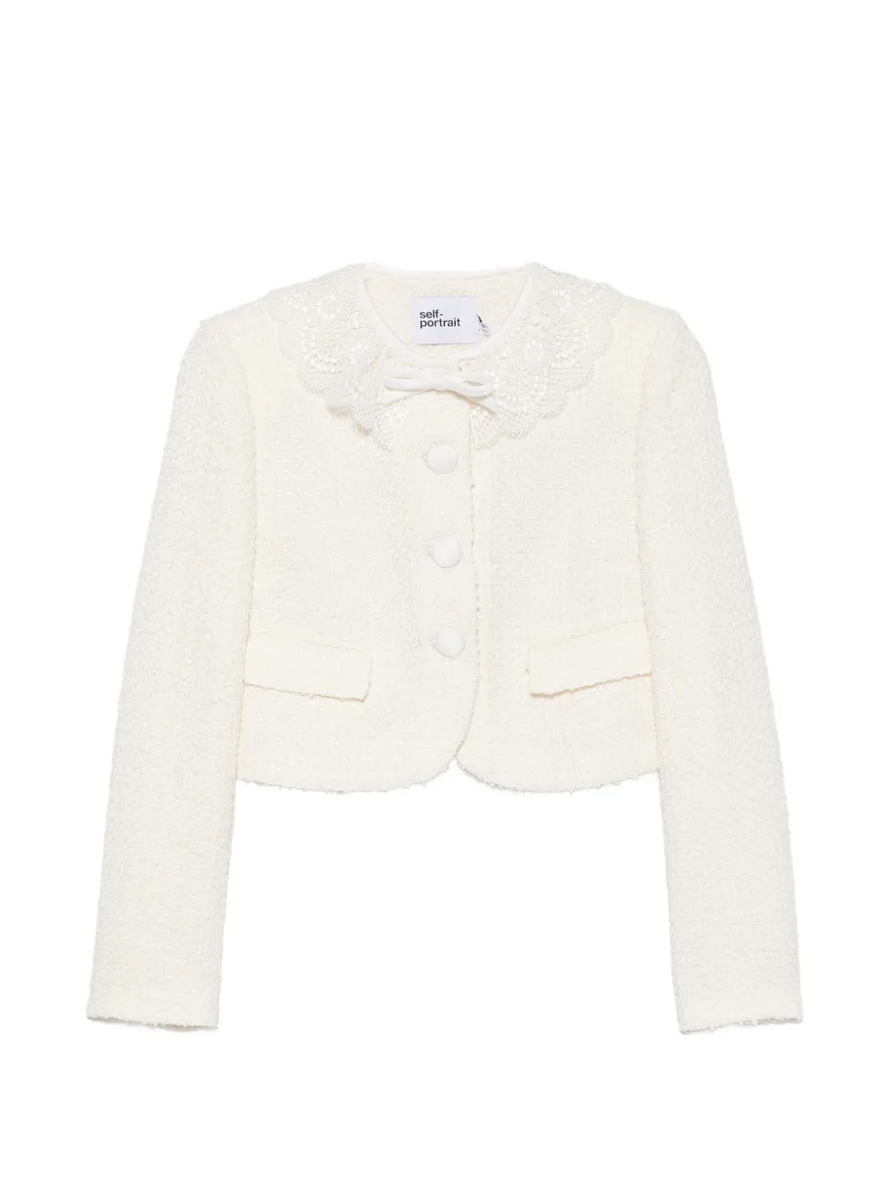Self-Portrait lace-collar Bouclé Jacket | Neutrals | FARFETCH AU