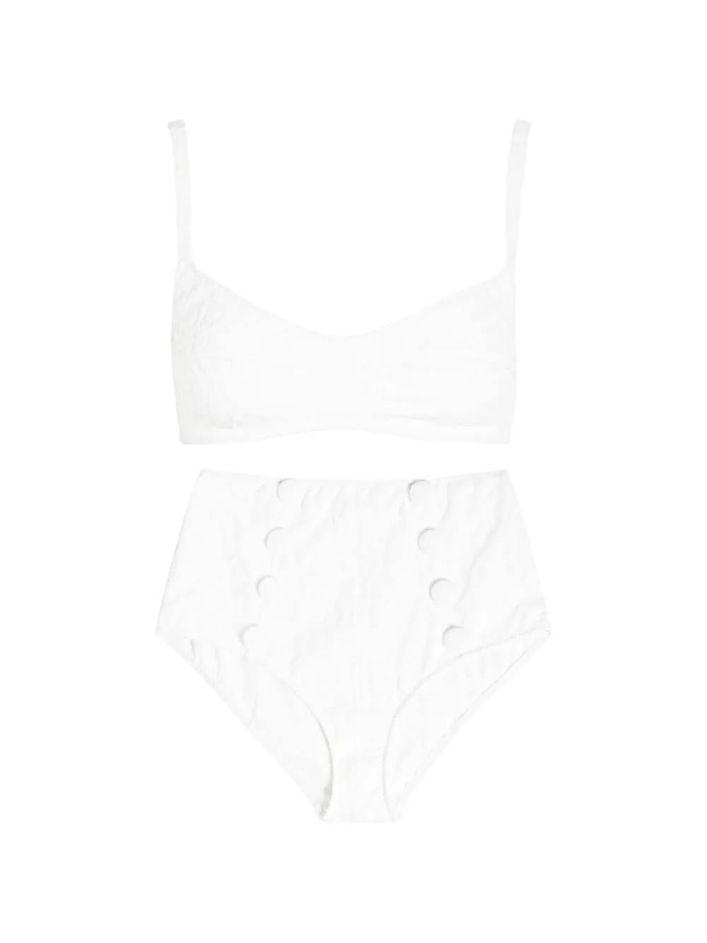 Lisa Marie Fernandez floral-jacquard button-detail Bikini | White ...