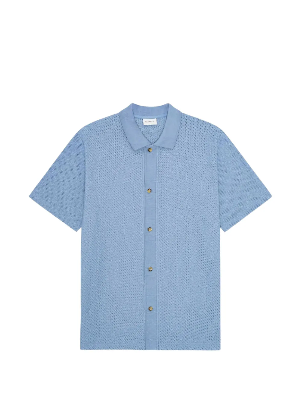 Les Deux Pointelle SS textured-knit short-sleeve Cardigan | Blue ...
