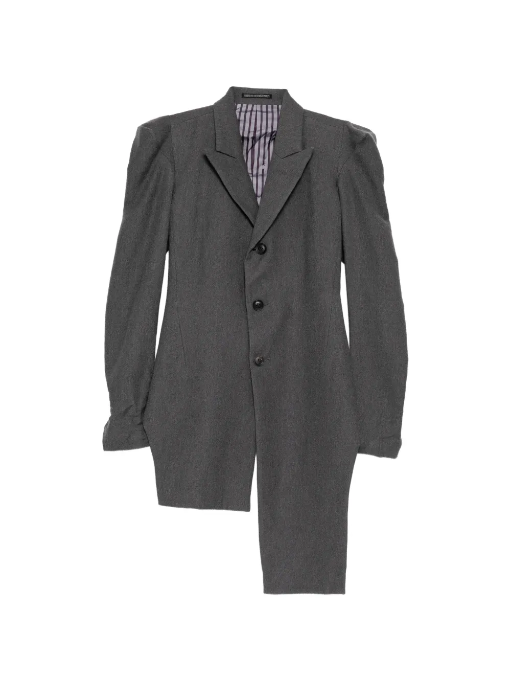 Yohji Yamamoto Asymmetric washer-sleeve Long Jacket | Grey | FARFETCH