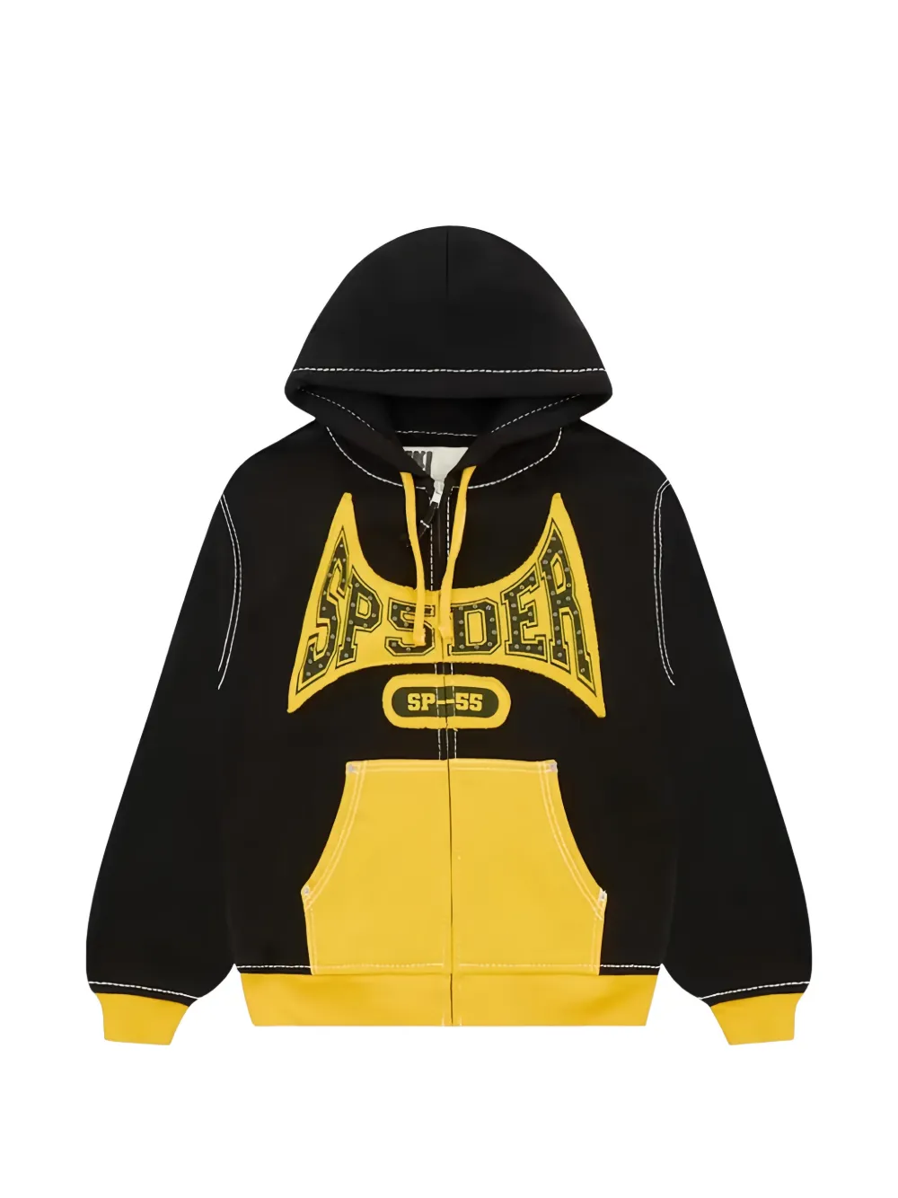 SP5DER logo-print contrast-stitch Hoodie | Black | FARFETCH